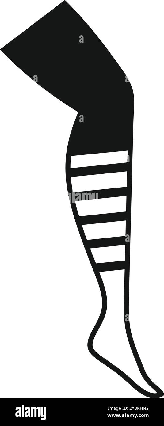 Silhouette of a woman's leg wearing a graduated compression stocking ...