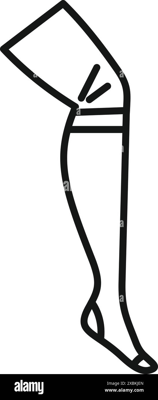 Line drawing of a leg wearing a compression stocking, used in medical ...