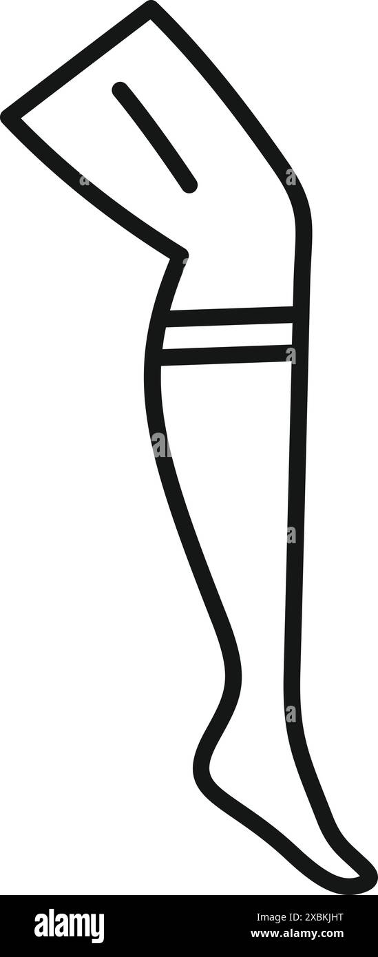 Simple black and white line drawing of a mannequin leg presenting thigh ...