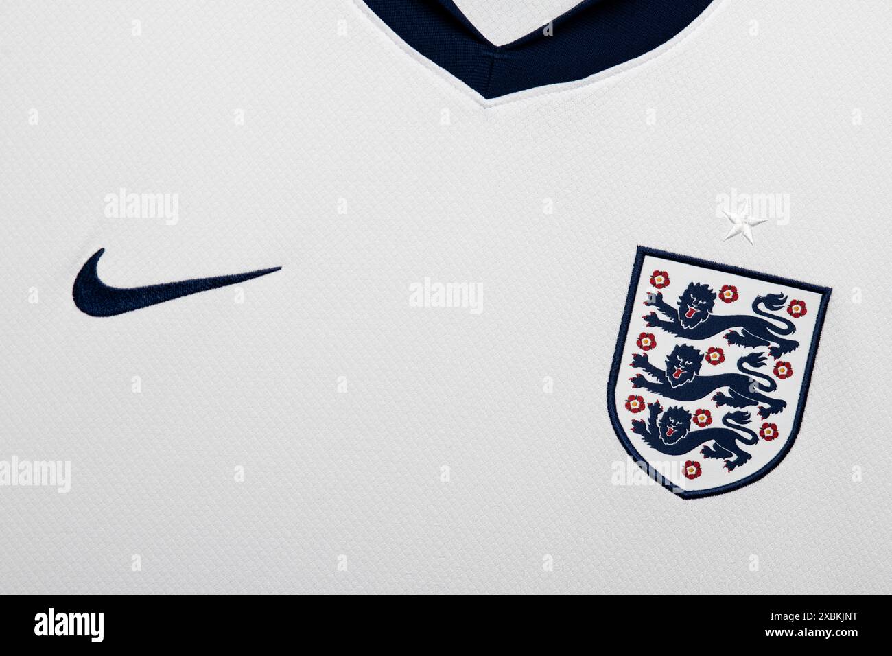 Close up of National Football team crest on home kit. UEFA EURO 2024 ...