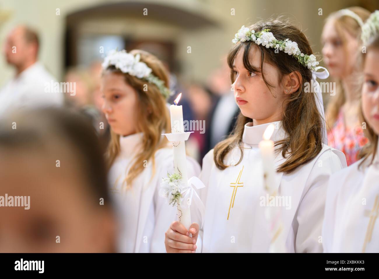 Children in pews at their First Holy Communion Mass Stock Photo - Alamy