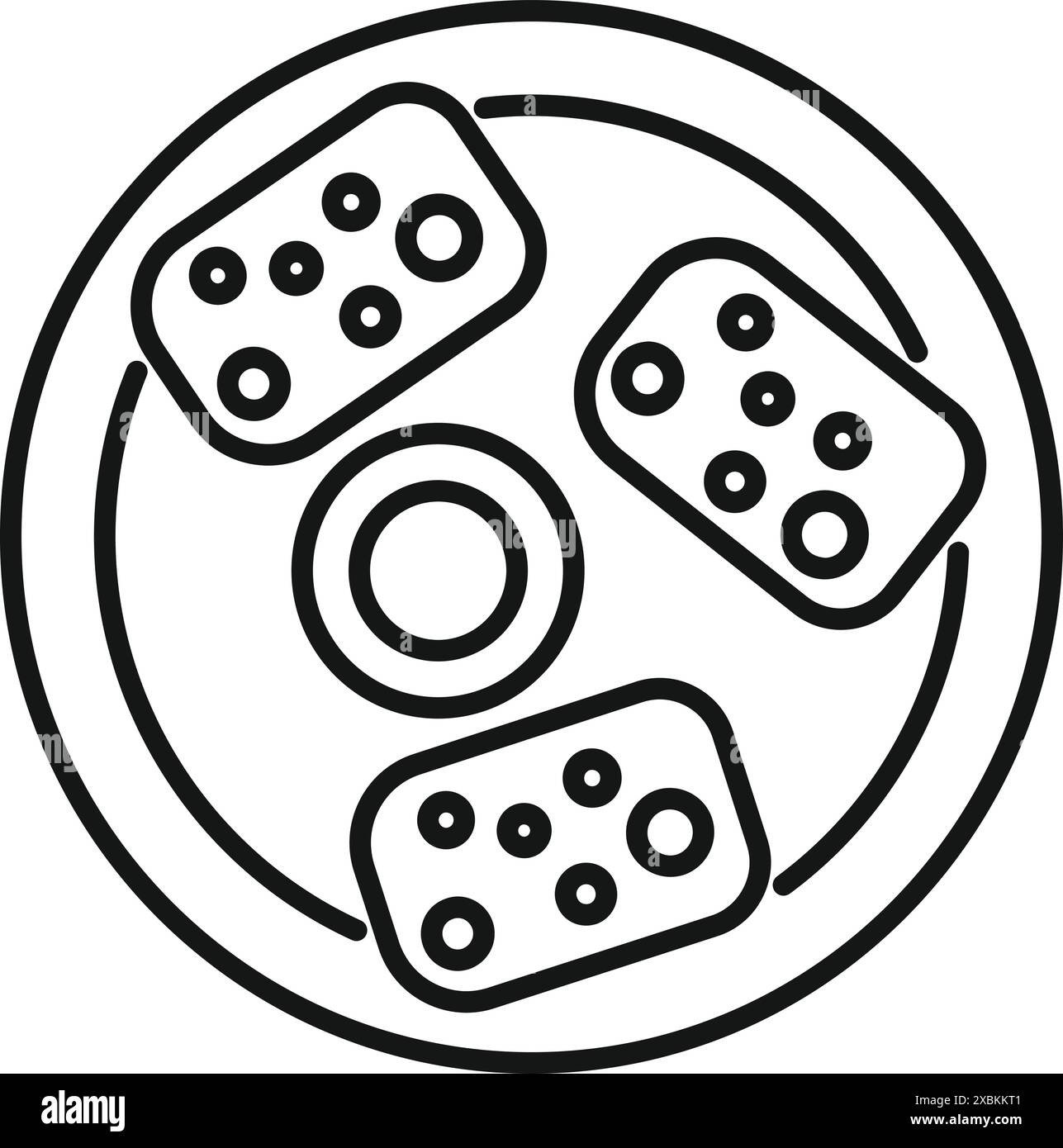 Line drawing of a petri dish with growing bacteria colonies for a ...