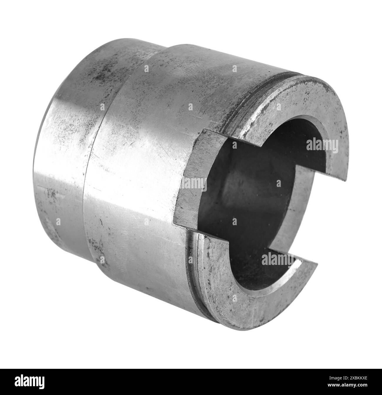 Socket, cylindrical metal part, on white background in insulation Stock ...