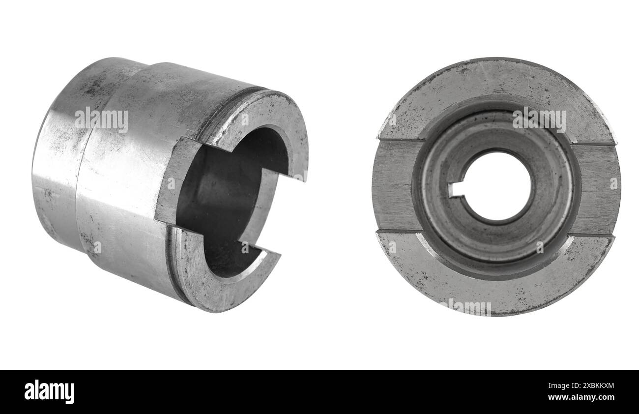 Socket, cylindrical metal part, on white background in insulation Stock ...