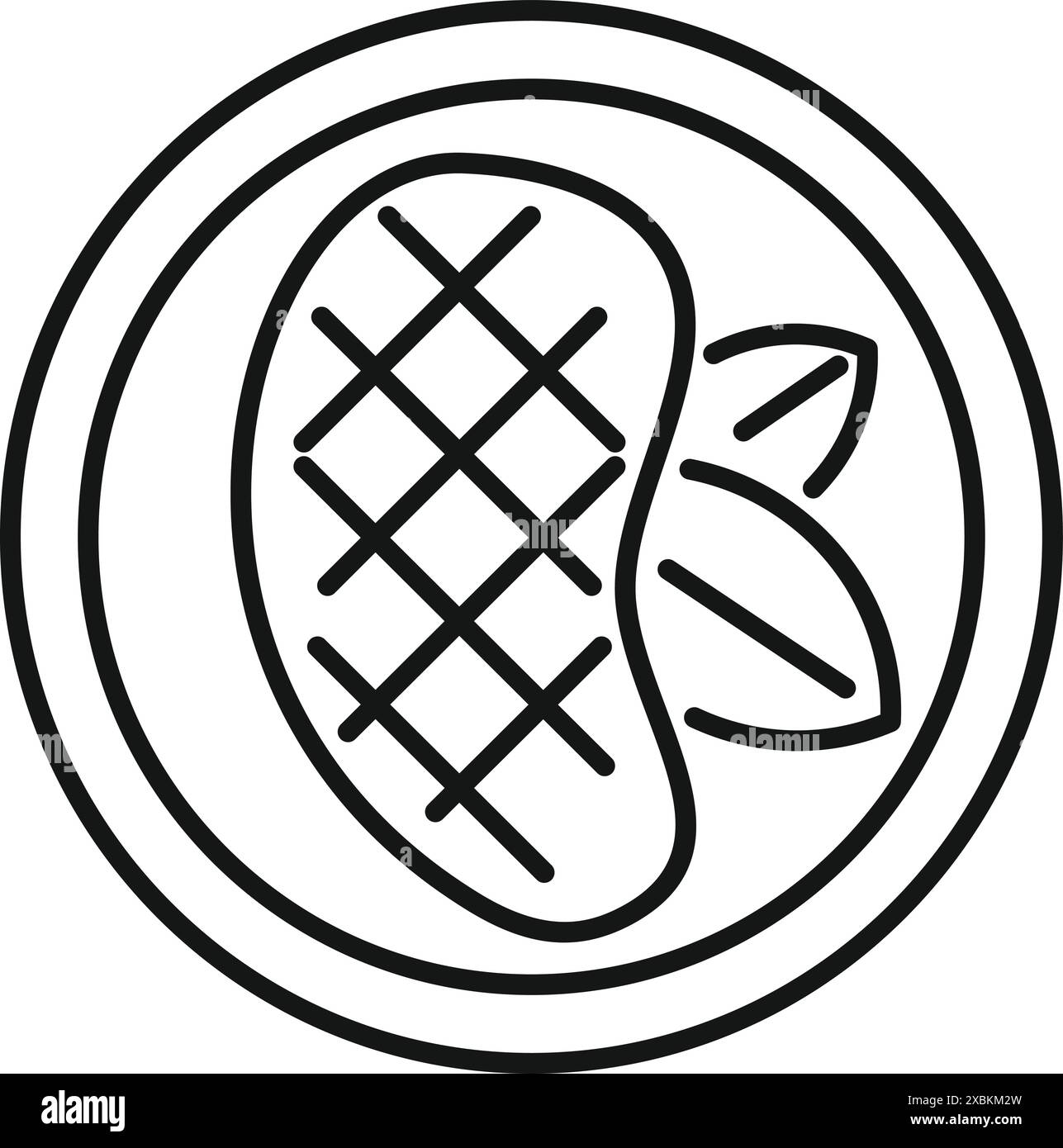 Minimalist illustration of a grilled steak, emphasizing the ...
