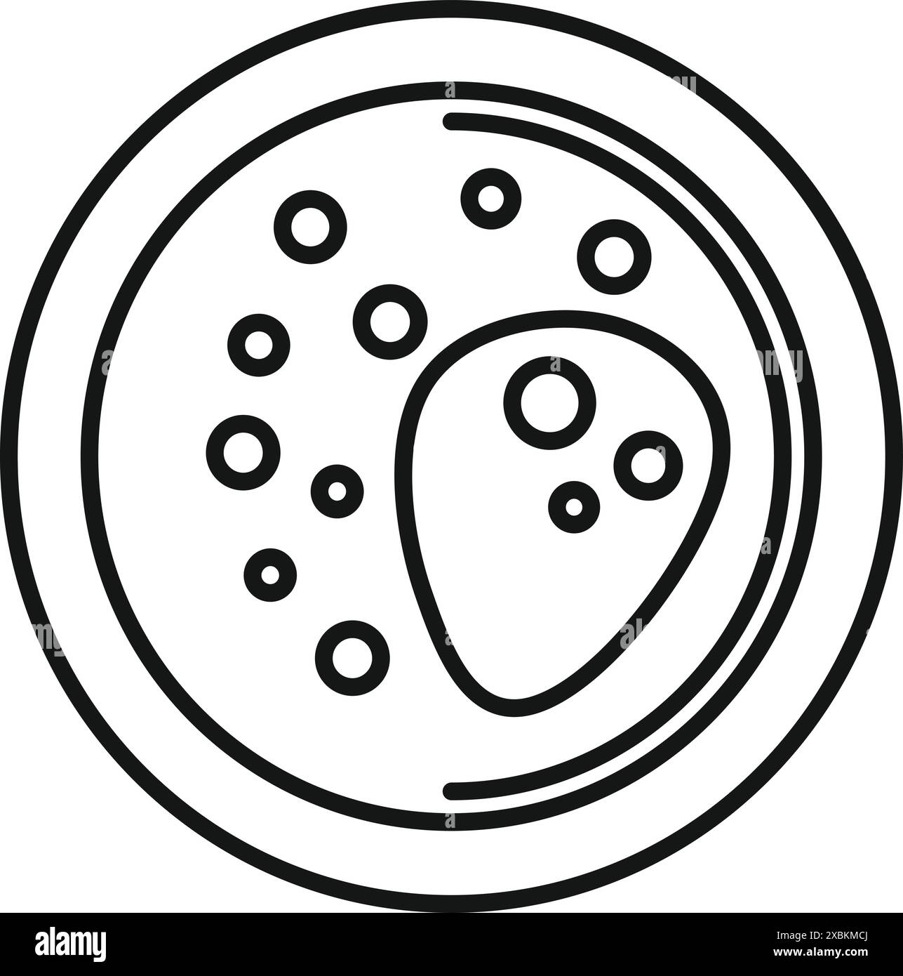 Line drawing of a petri dish analysis showing bacteria growing in a ...