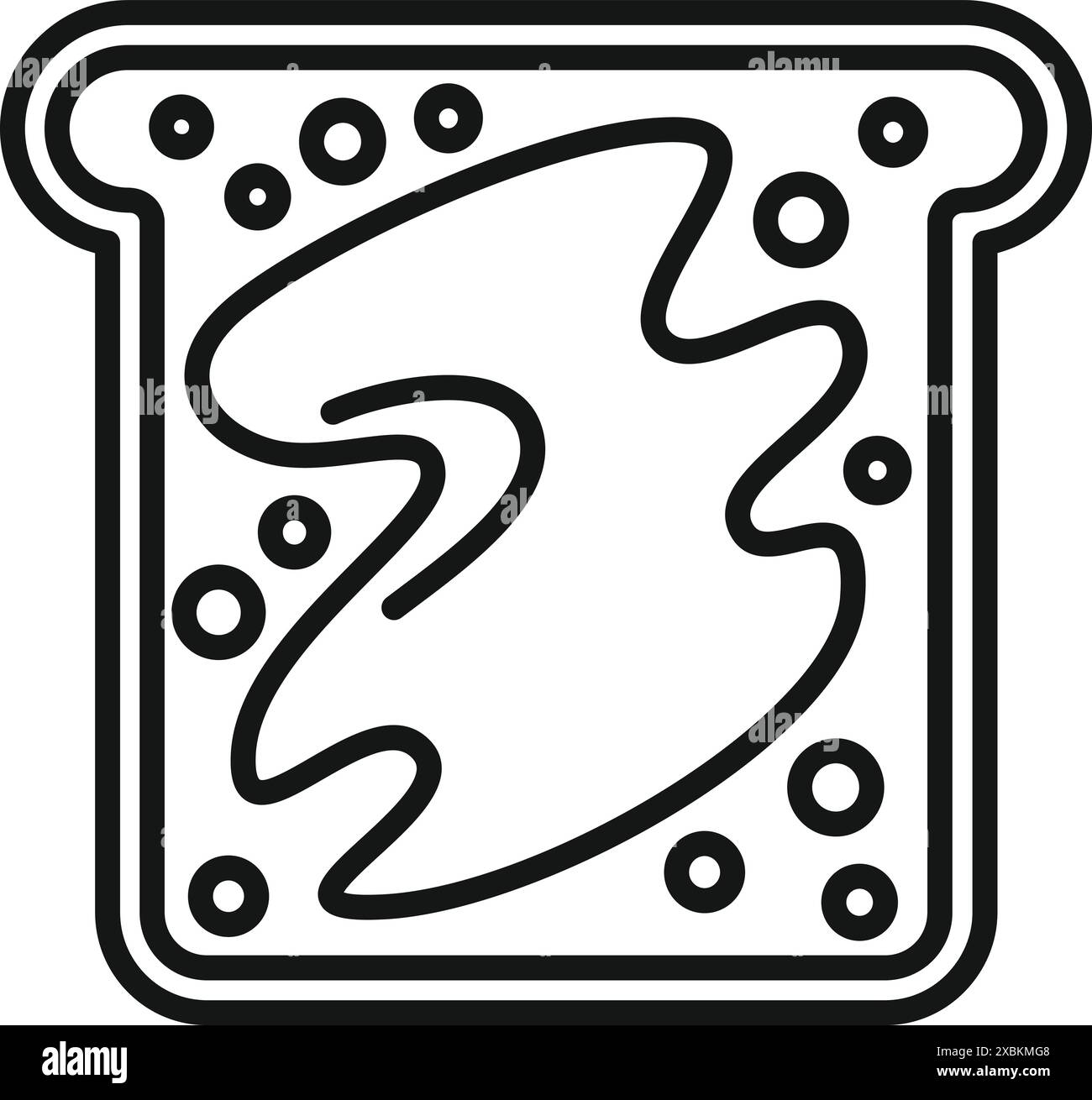 Simple line drawing of a piece of toast with peanut butter spread on it ...