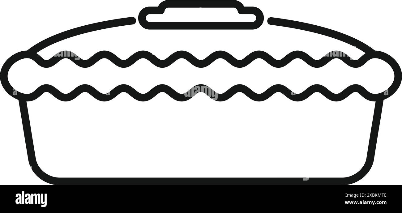 Simple black and white line drawing of a pie baking in a pan, perfect ...