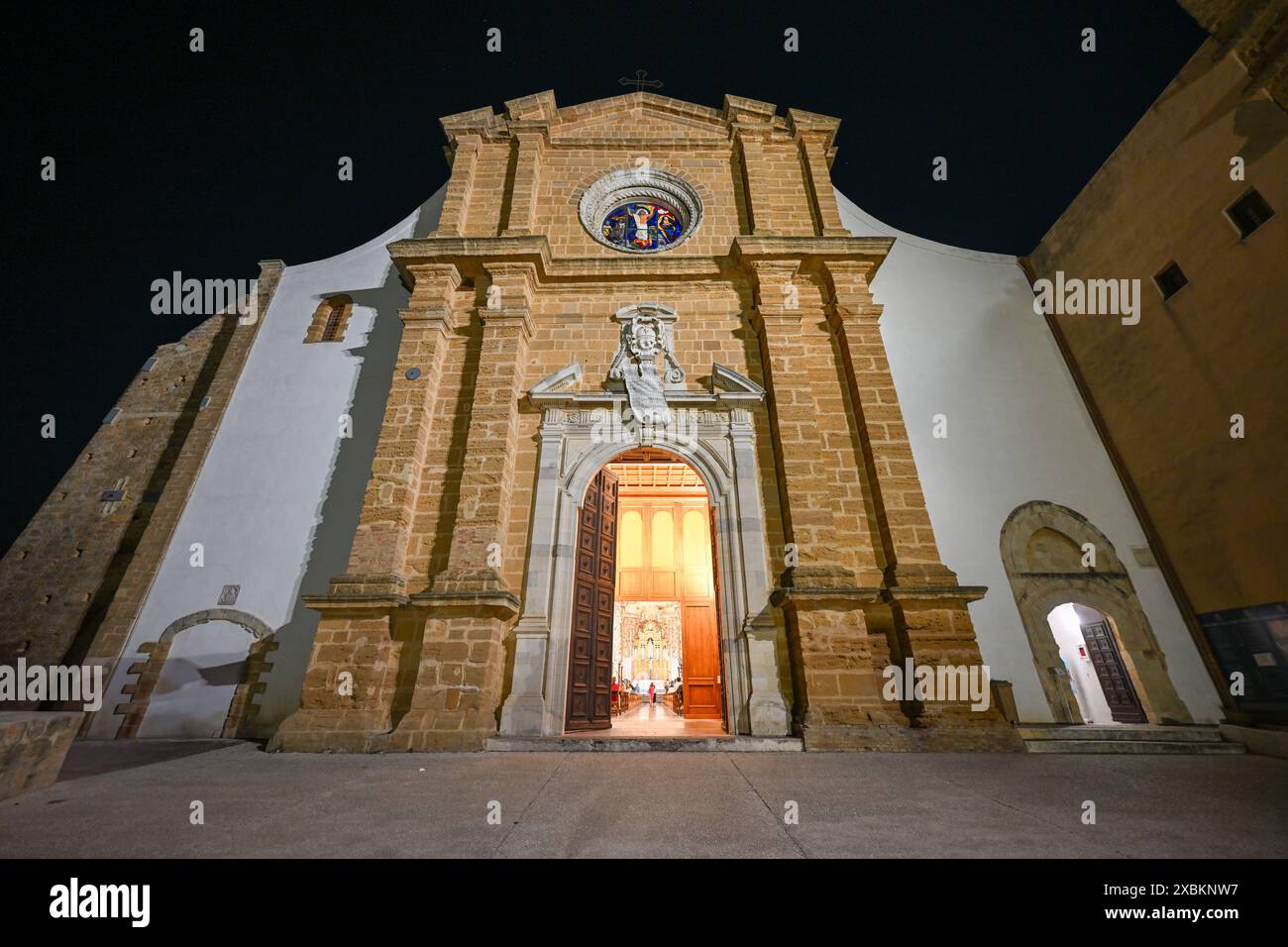 Cathedral of San Gerlando in Agrigento, Sicily, Italy at night Stock ...