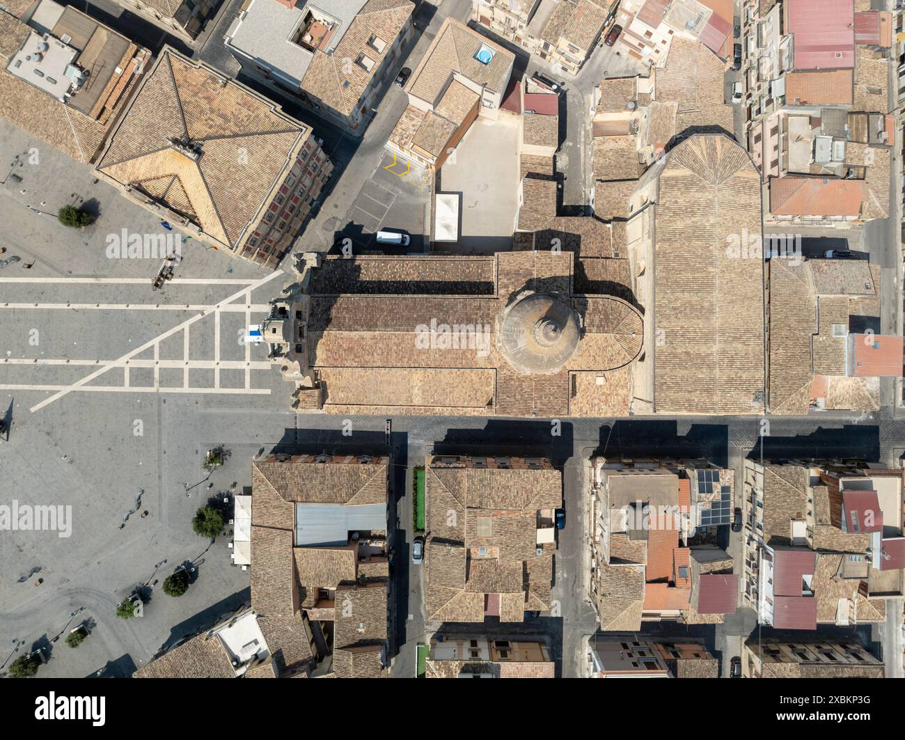 Aerial view of Grammichele, a small town in Sicily, Italy with a ...
