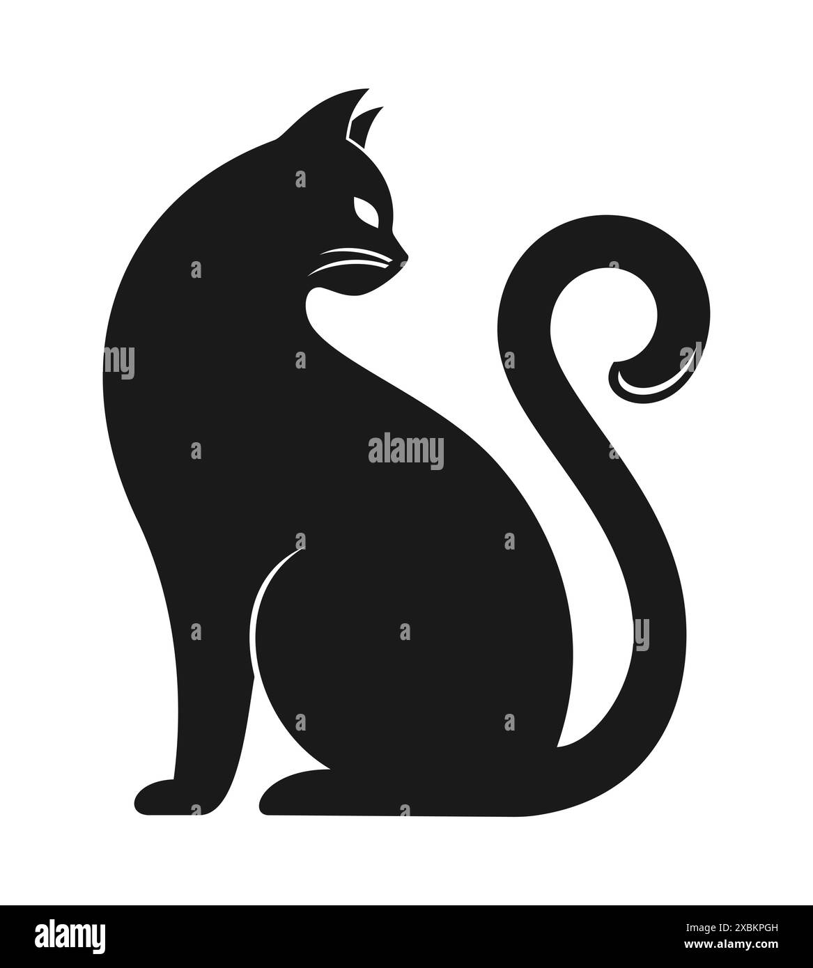 Black silhouette of cat looking back, isolated on white background ... Black silhouette of cat looking back, isolated on white background ...