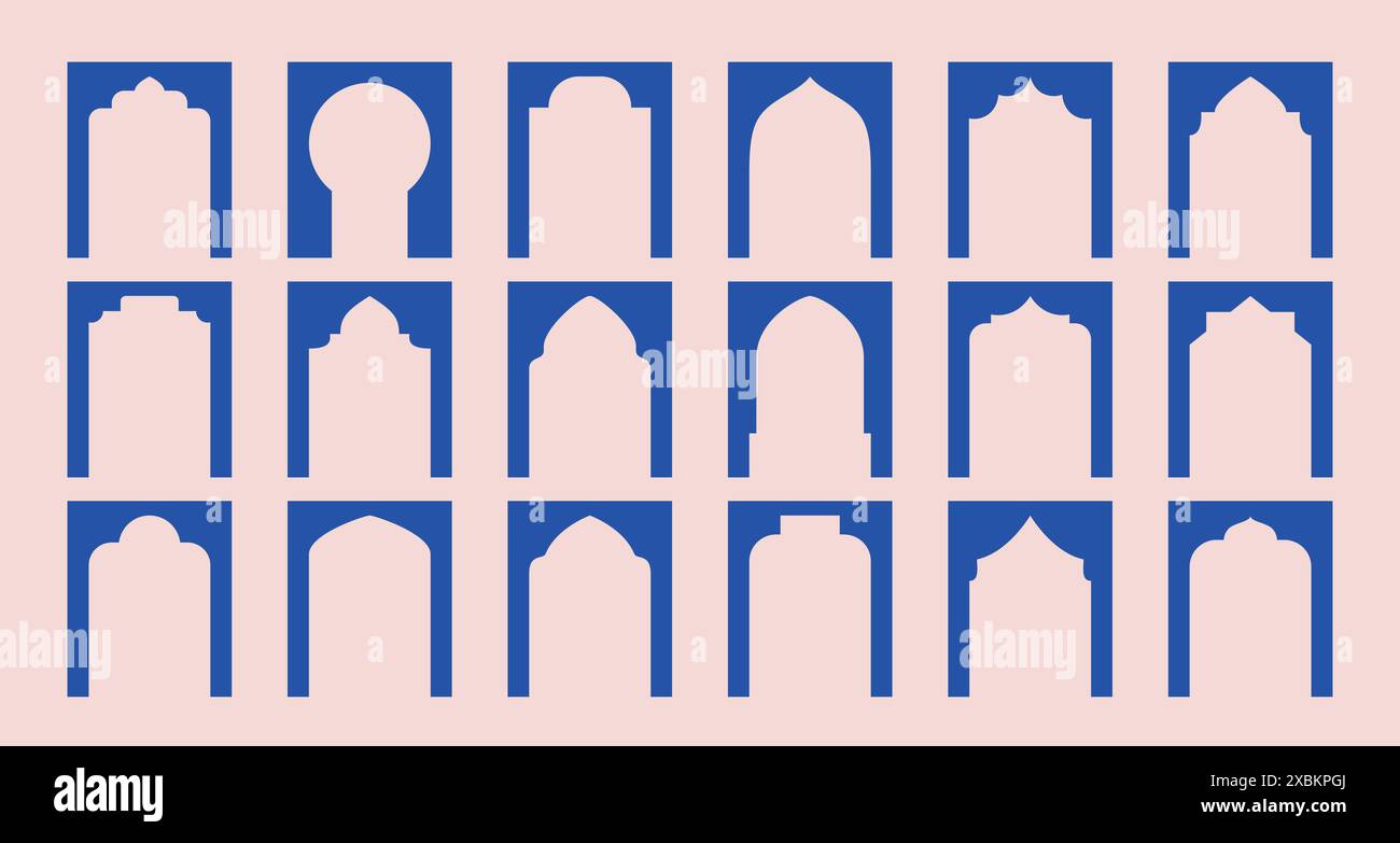 Arabic minimalist window shapes. Moroccan arche, gateway silhouettes ...