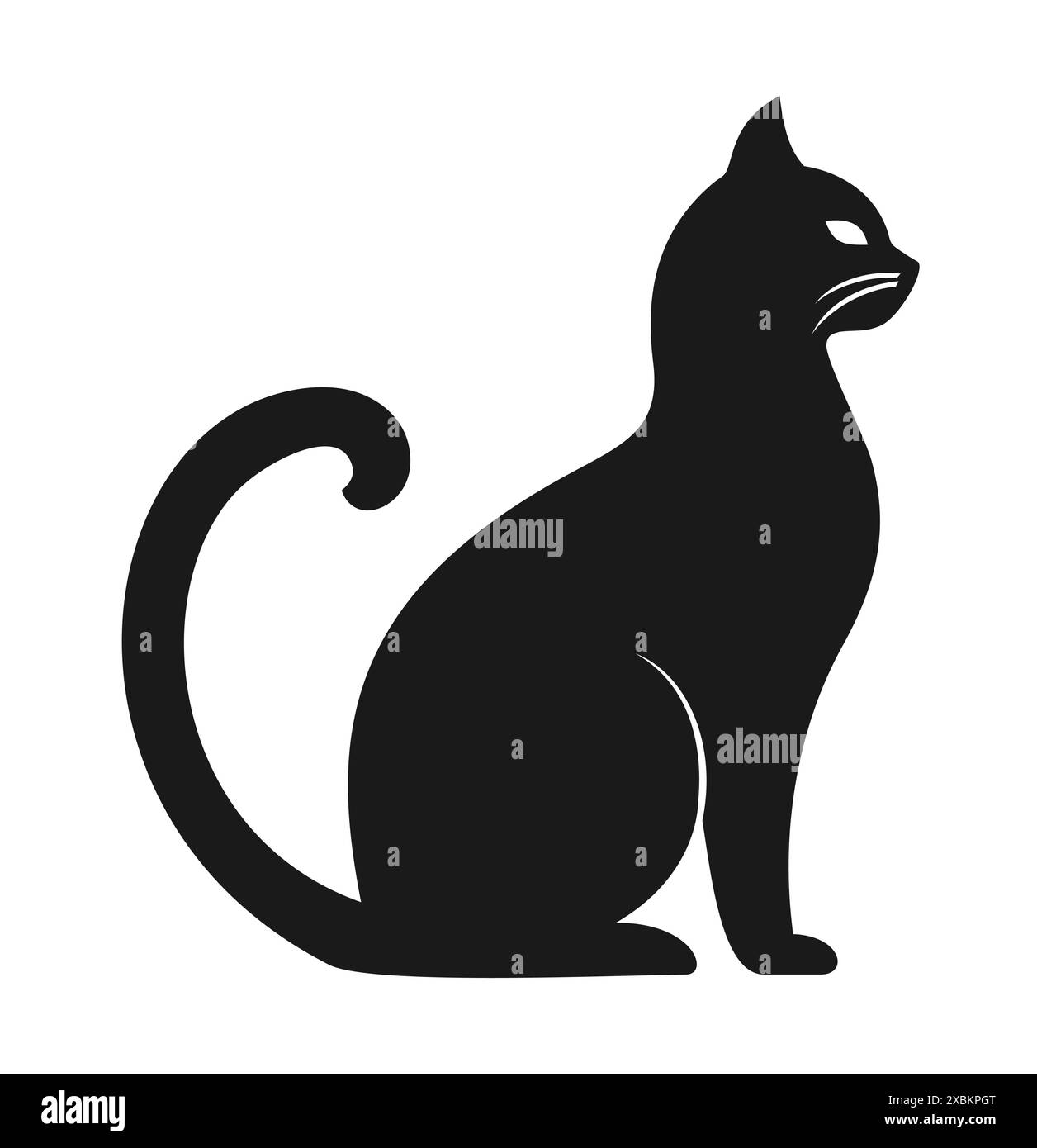 Black silhouette of a sitting cat, side view. Vector illustration Stock ...
