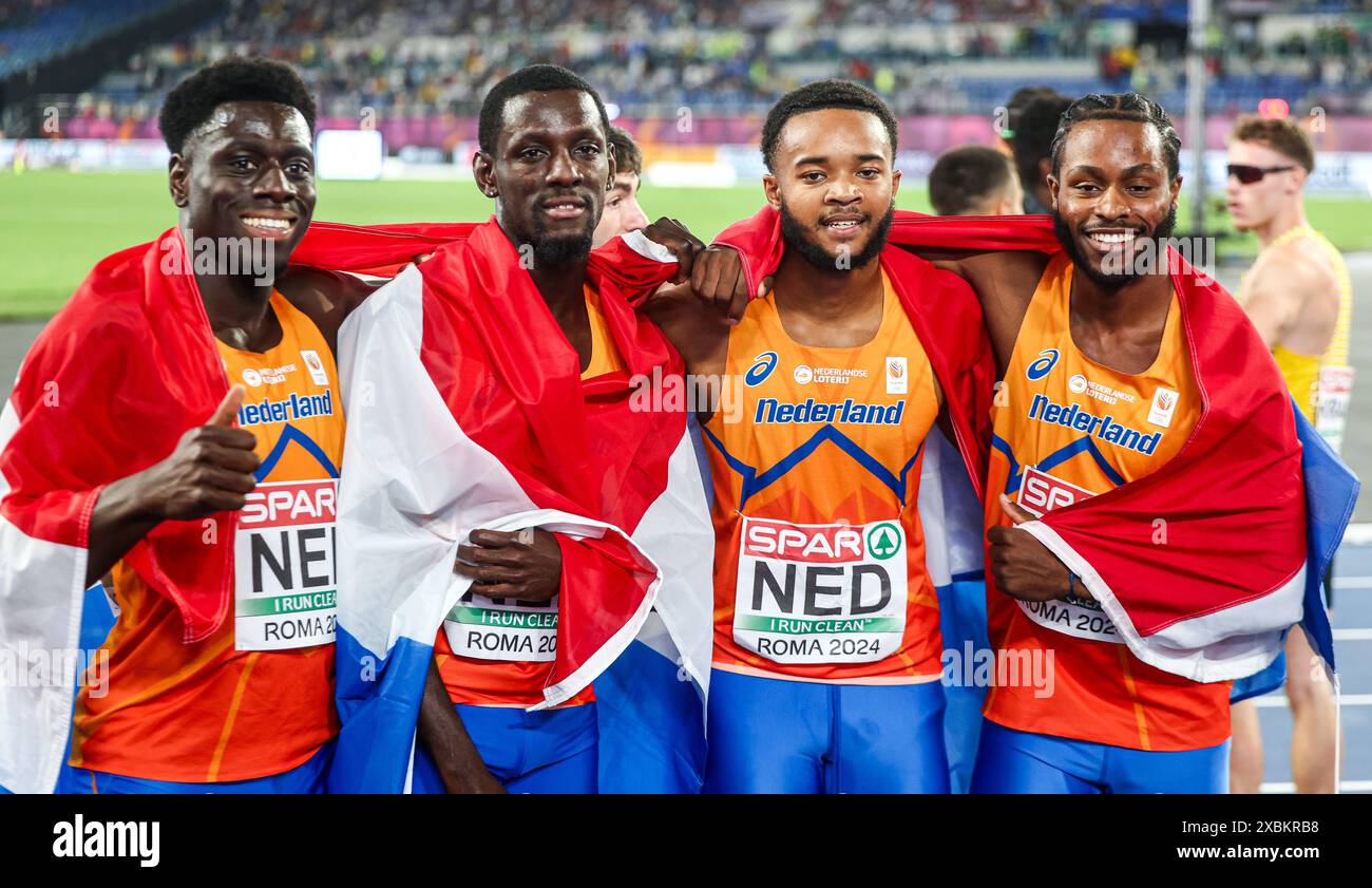 ROME - Elvis Afrifa, Taymir Burnet, xavi Mo Ajok and Nsikak Ekpo celebrate second place after ...