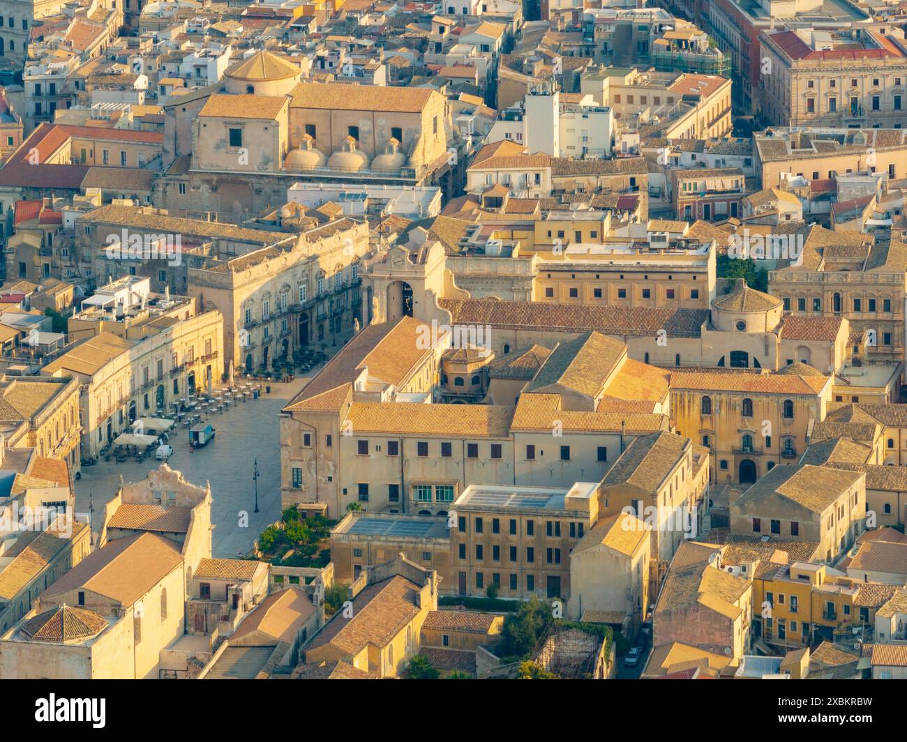 Aerial view of the Cathedral in Syracuse old town, Sicily, Italy. Duomo ...