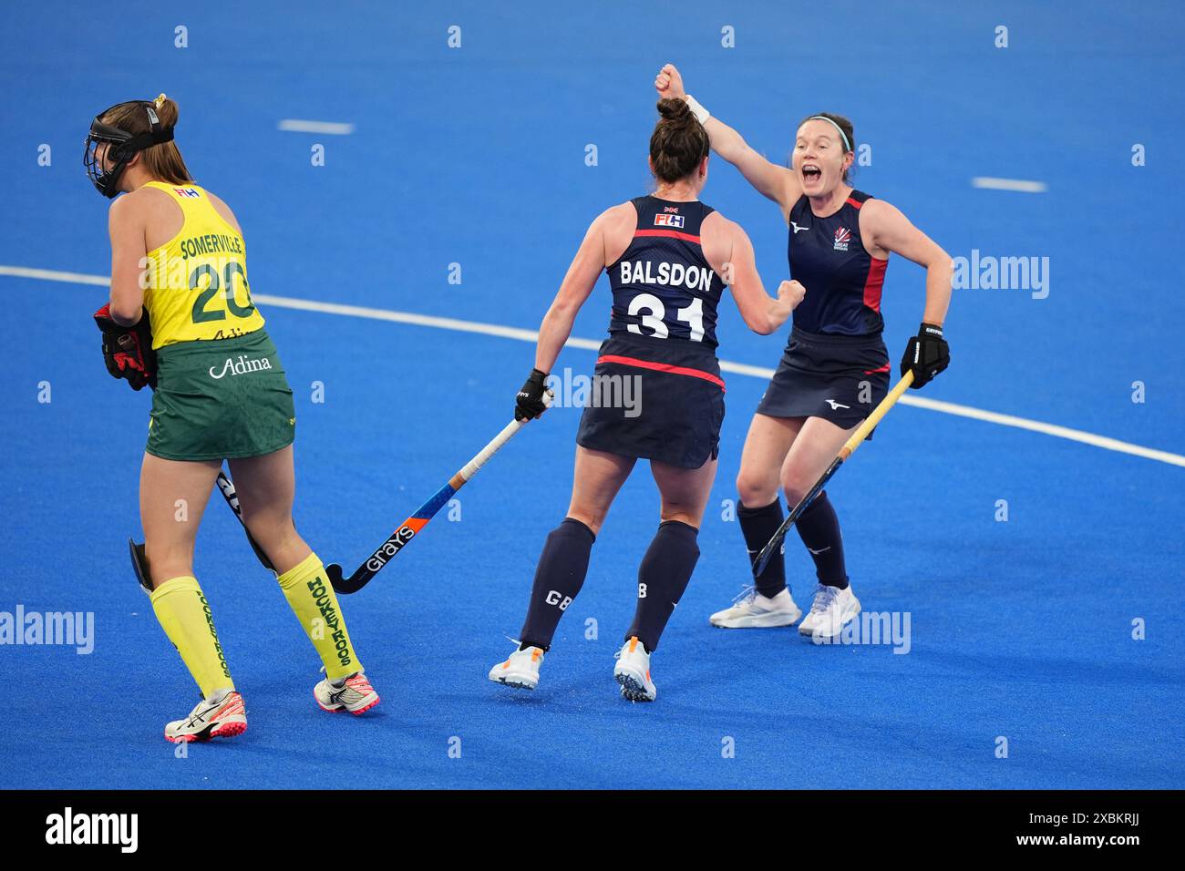 Great Britain's Grace Balsdon celebrates after scoring during the Women ...