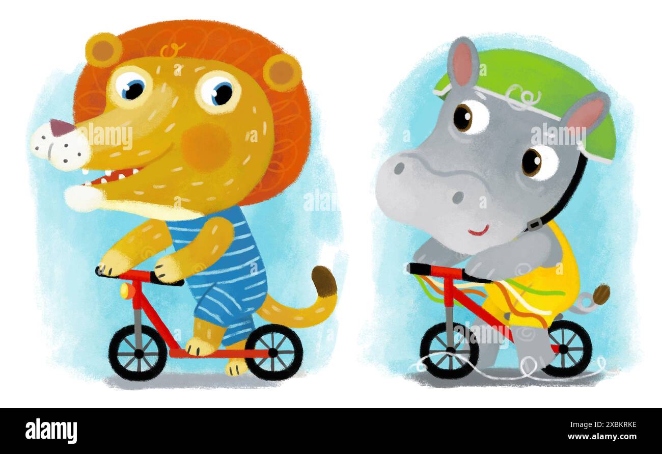Boy riding lion cartoon Cut Out Stock Images & Pictures - Alamy