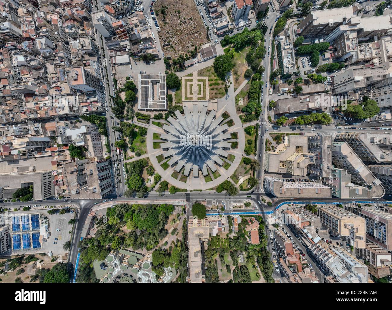 Aerial view of the Basilica of the Madonna delle Lacrime in Syracuse ...