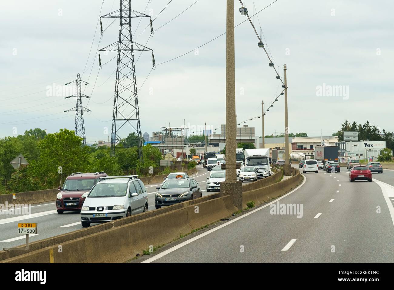 Saint Fons, France - May 16, 2023: A view of a highway with multiple ...
