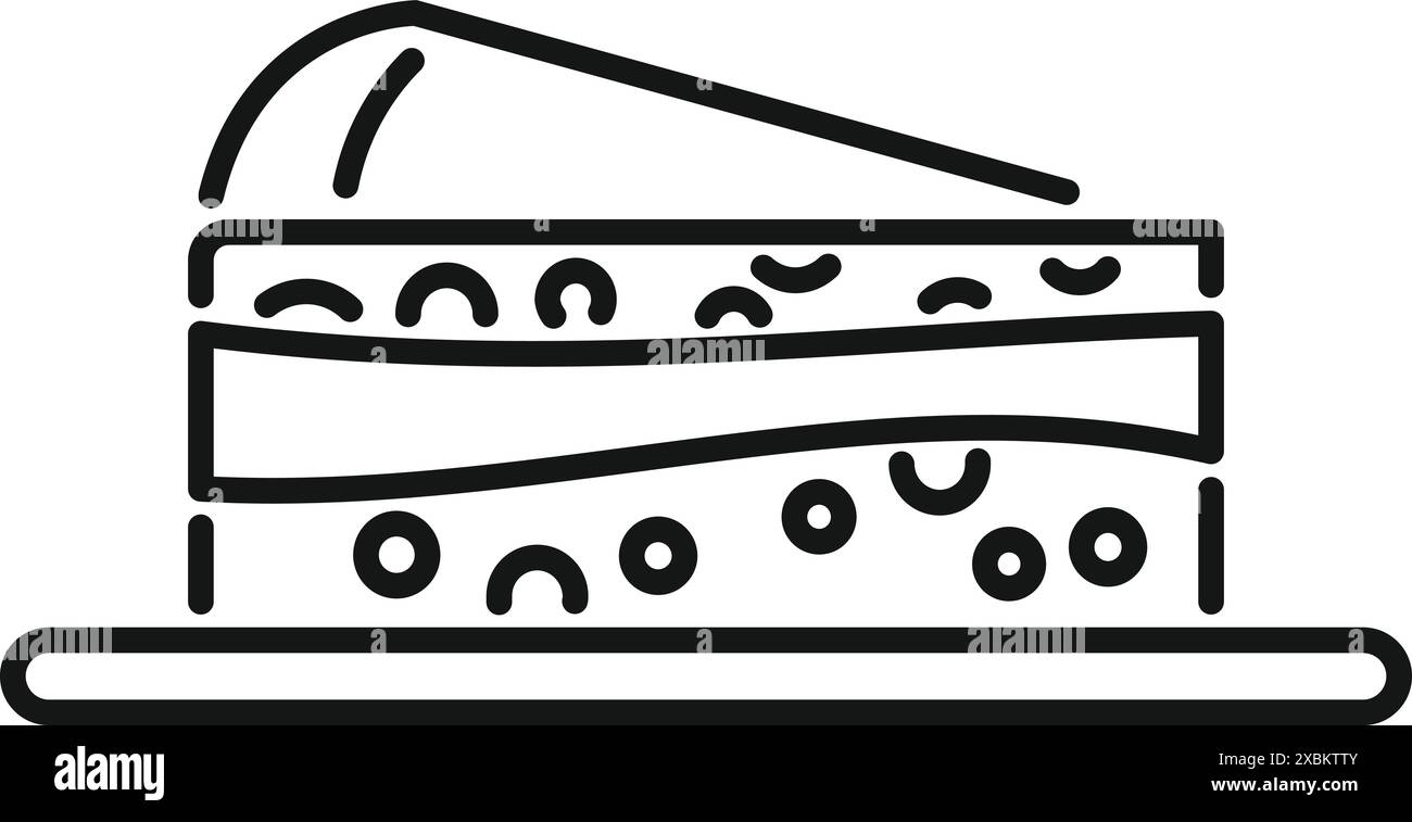 Icon Of A Multi Layered Cake Slice With Toppings Showing A Delicious Dessert Stock Vector Image