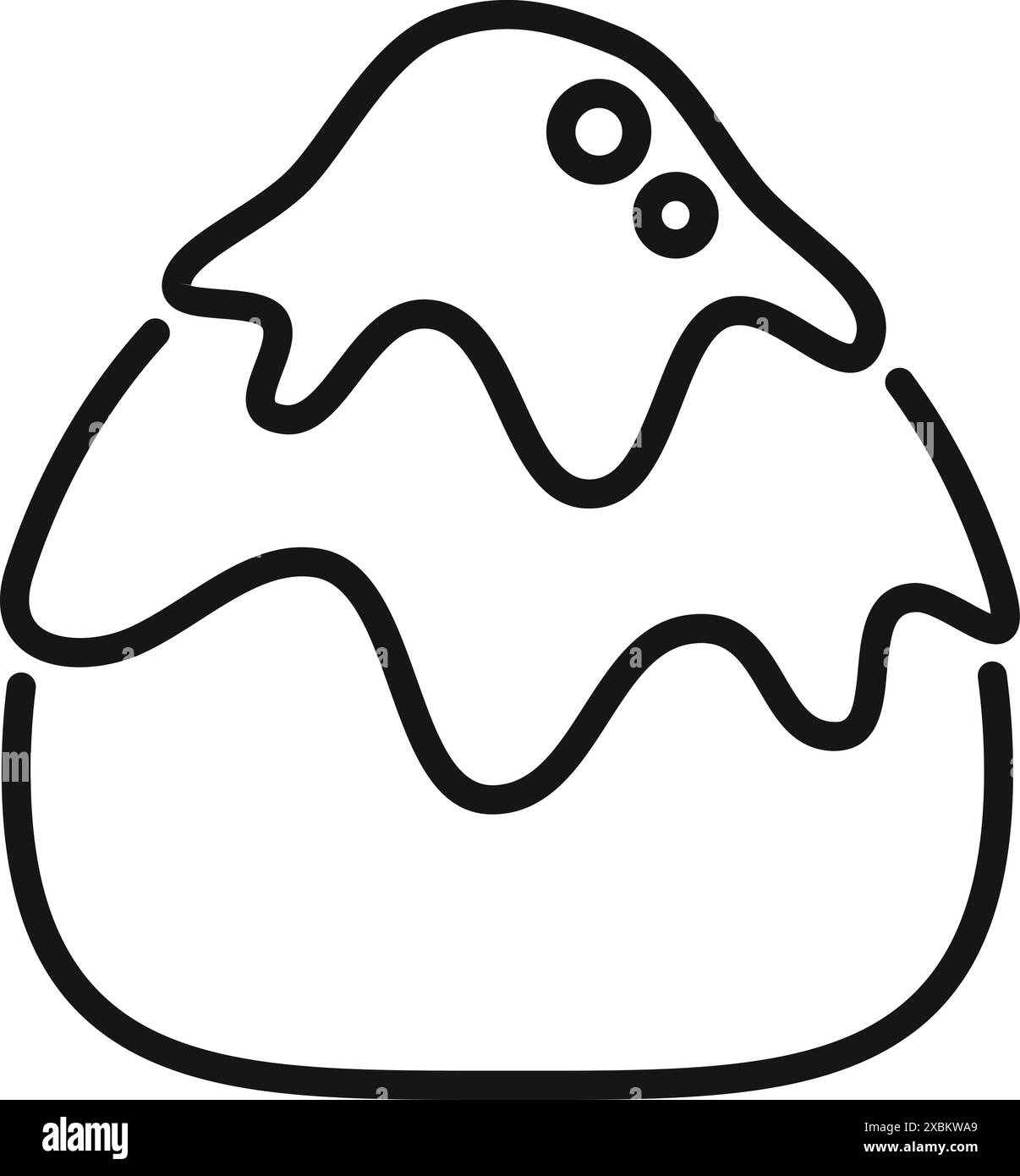 Outline icon of a delicious round cake with cream topping dripping ...