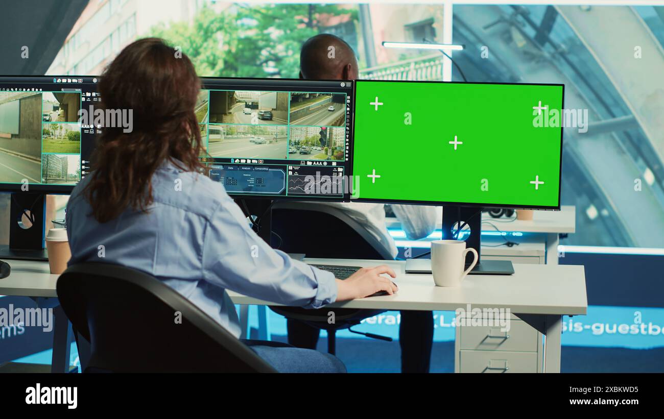 Agency operator monitoring traffic through radar surveillance with a ...