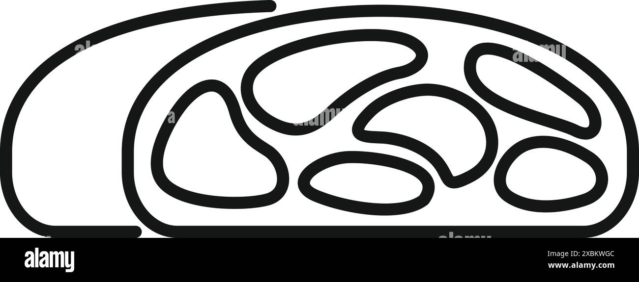 Simple line icon style illustration representing a slice of salami ...