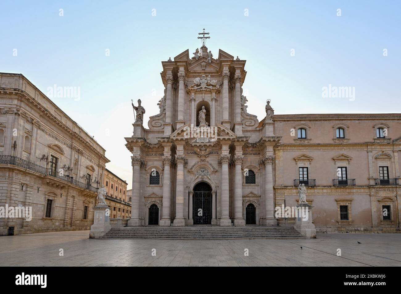 Cathedral in Syracuse old town, Sicily, Italy. Duomo di Siracusa was ...