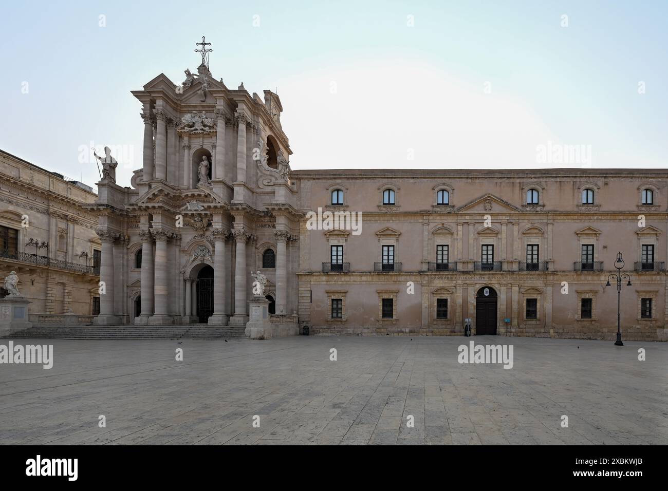 Cathedral in Syracuse old town, Sicily, Italy. Duomo di Siracusa was ...