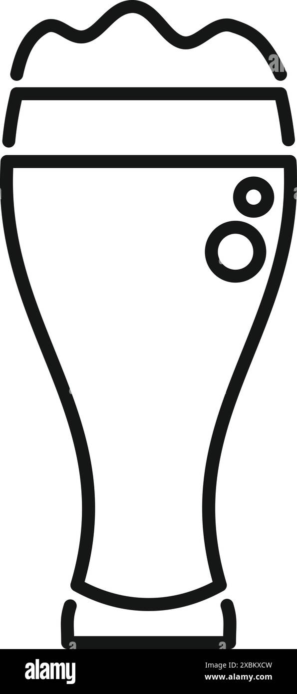 Simple line art icon of a tall beer glass with foam Stock Vector Image ...