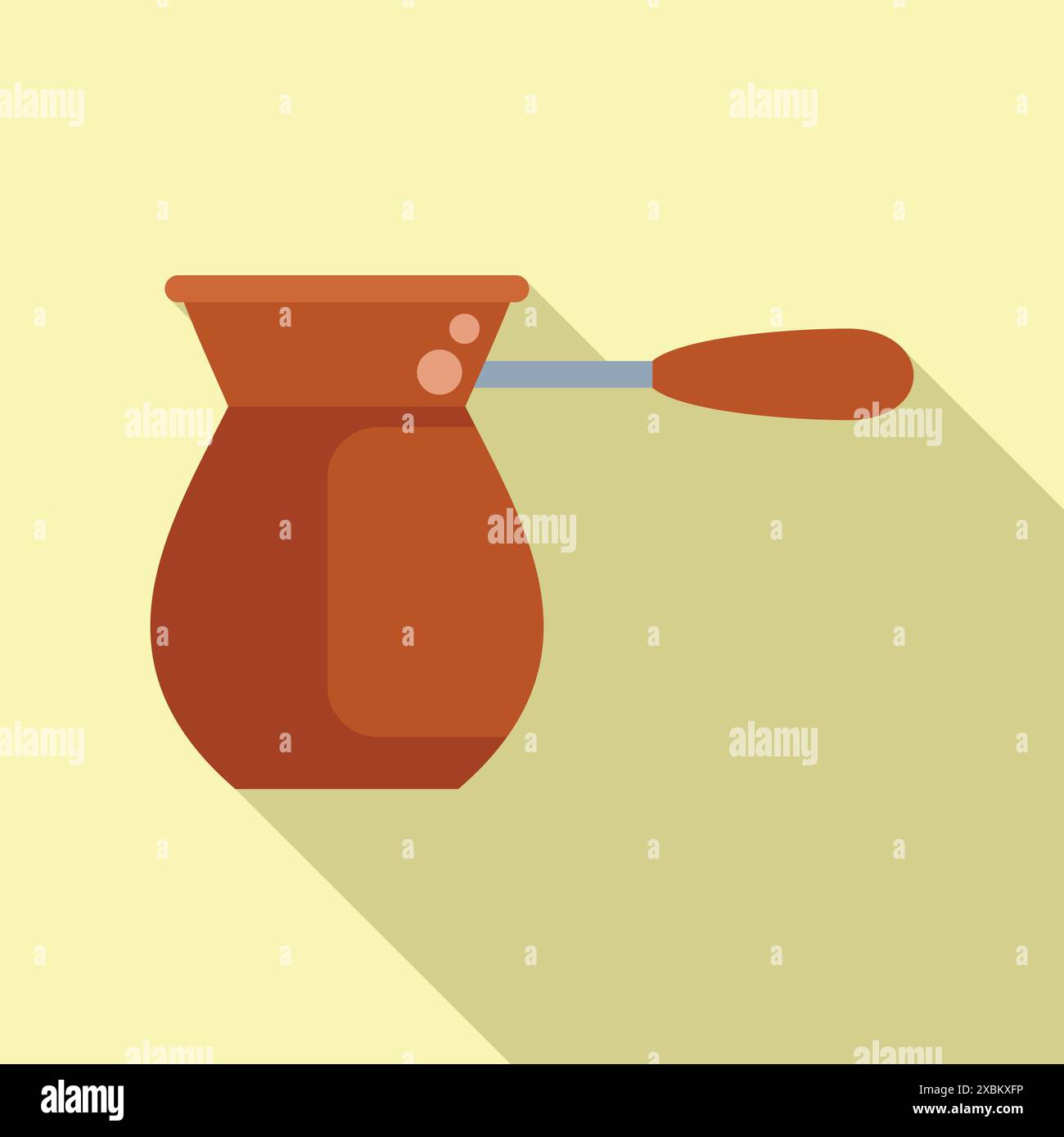 Copper cezve brewing coffee, creating traditional turkish coffee ...