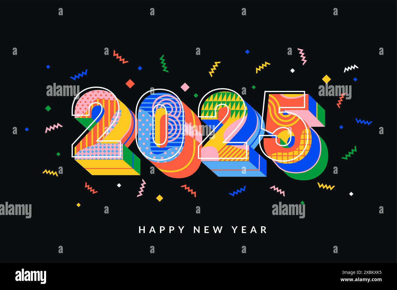 2025 New Year banner with 3d numbers Stock Vector Image & Art - Alamy