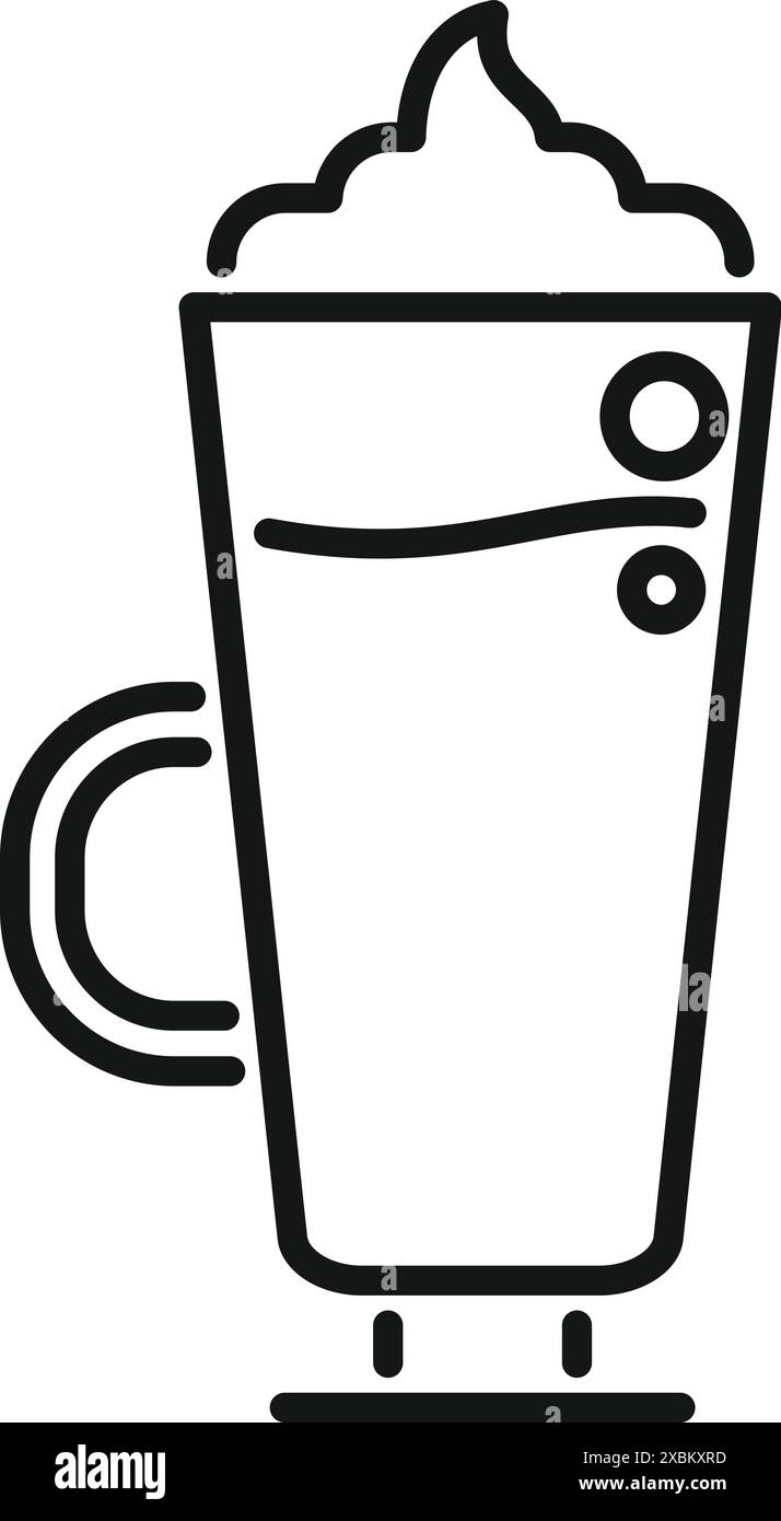 Minimalist line art icon of a delicious irish coffee cocktail in a tall ...