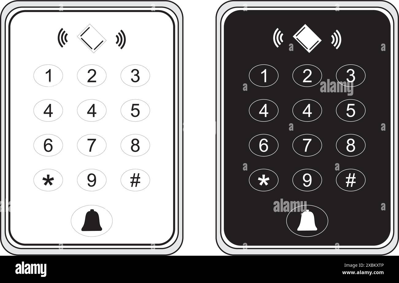White and black alarm keypad on a white background Stock Vector Image ...