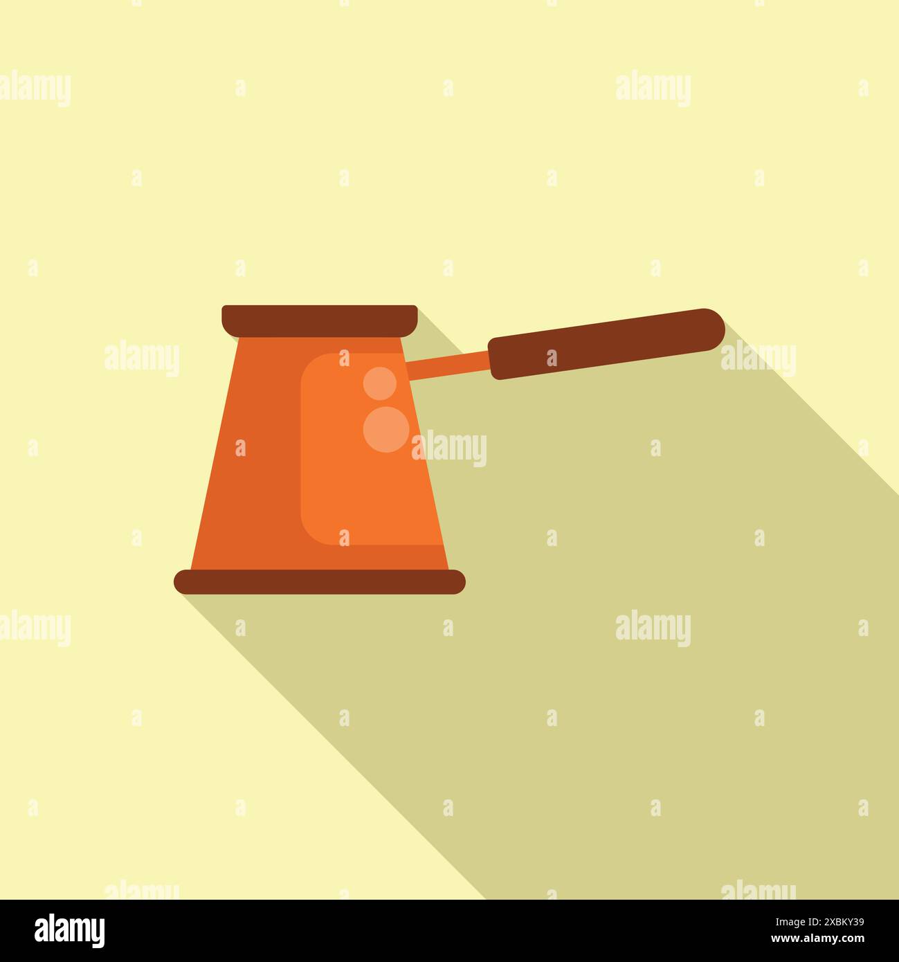 Traditional turkish coffee pot casting long shadow on yellow background ...