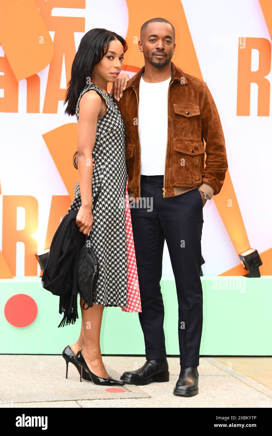 London, UK. 12 June 2024. Pippa Bennett-Warner and Aki Omoshaybi attending the Royal Academy Of ...