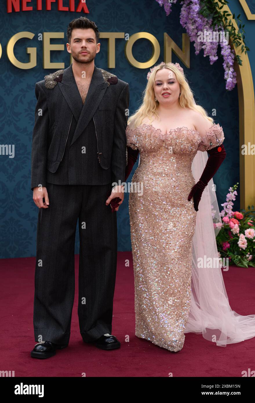 London, UK. June 12th, 2024. Nicola Coughlan and Luke Newton arriving ...