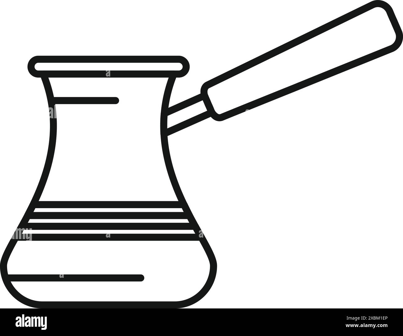 Simple line drawing of a traditional turkish coffee pot featuring a ...