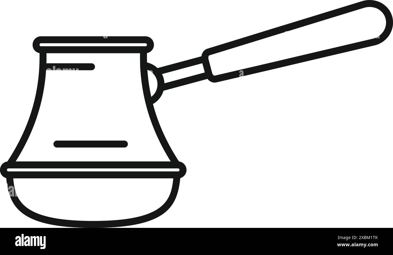 Simple line drawing of a turkish coffee pot with a long handle, perfect ...