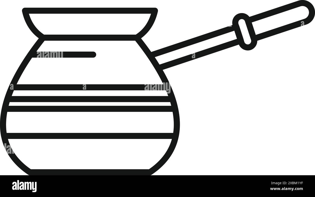 Traditional turkish coffee pot drawing with handle for making and ...