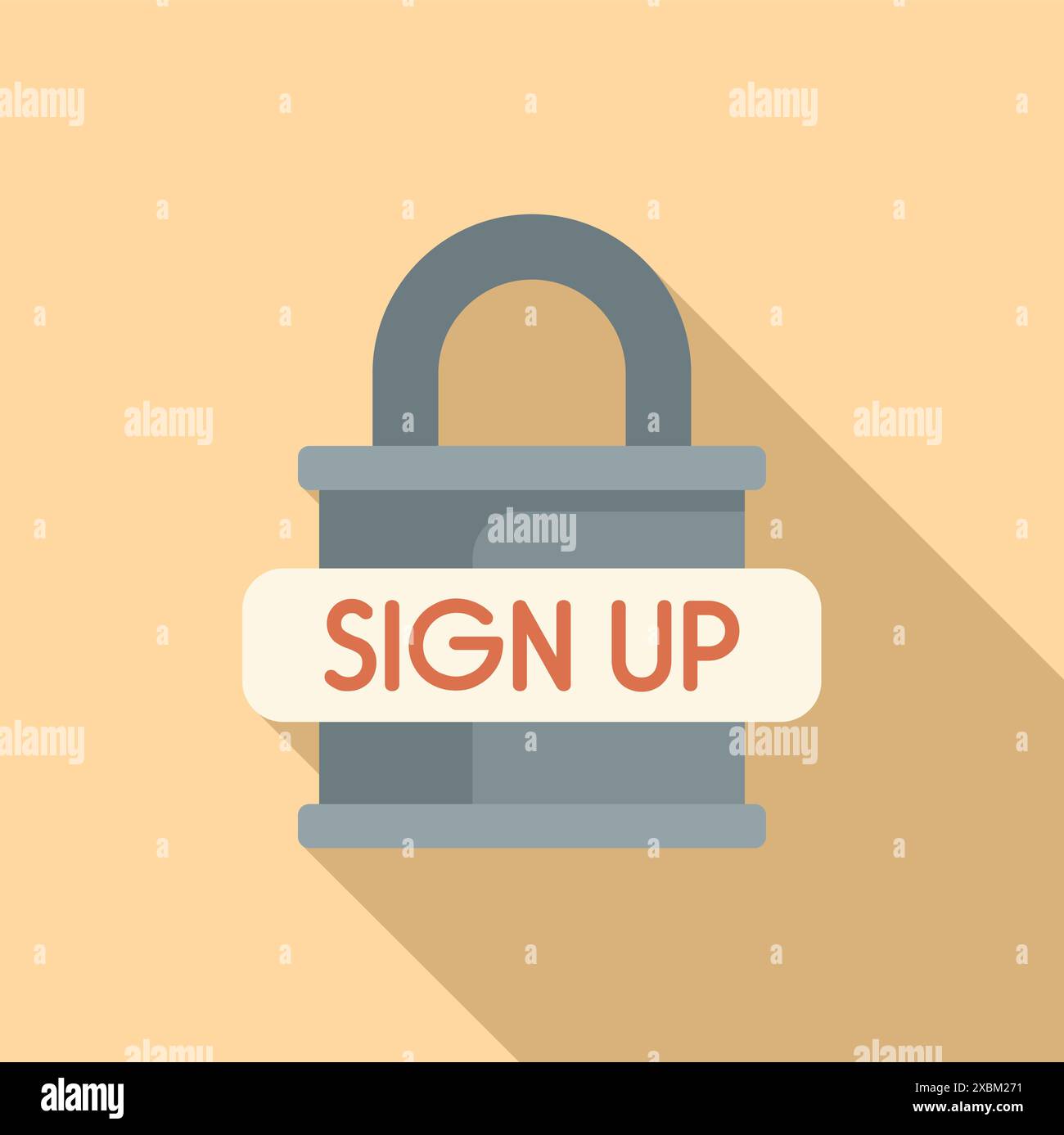 Closed padlock is displaying a sign up button, representing secure ...