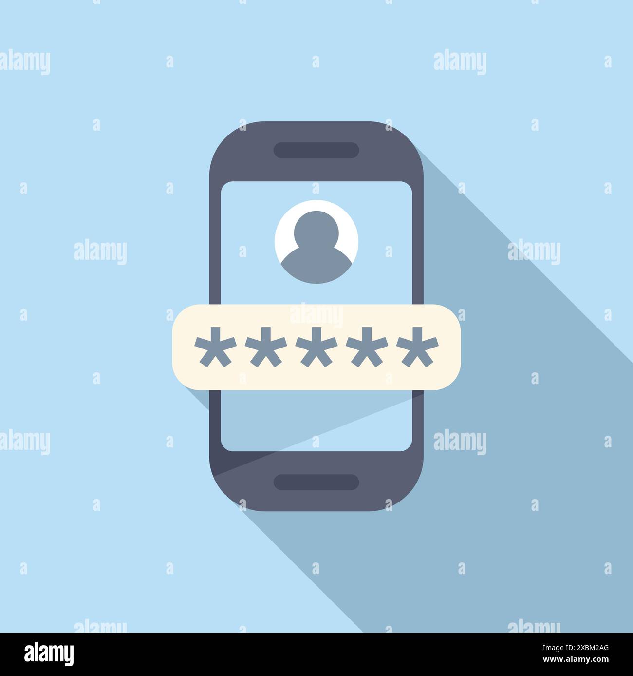 Smartphone showing user profile with password authentication system for ...