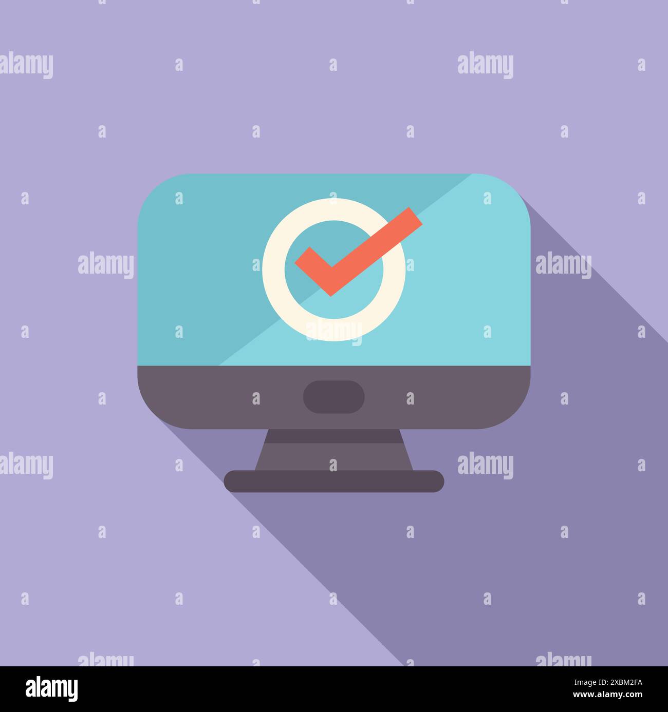 Simple and modern illustration of a computer screen showing a check ...