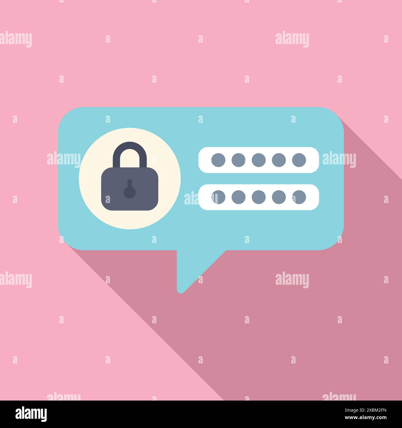 Speech bubble is showing a password, requesting access with a padlock ...