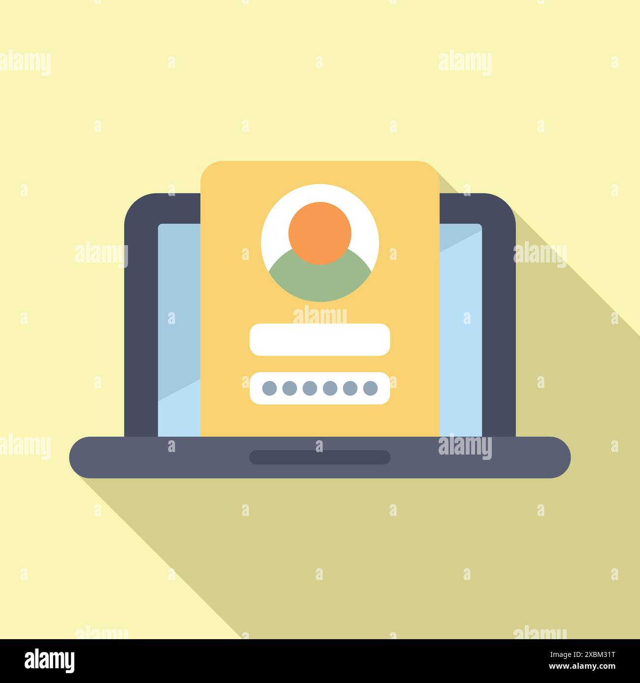 Laptop showing user login form with name and password input on screen ...