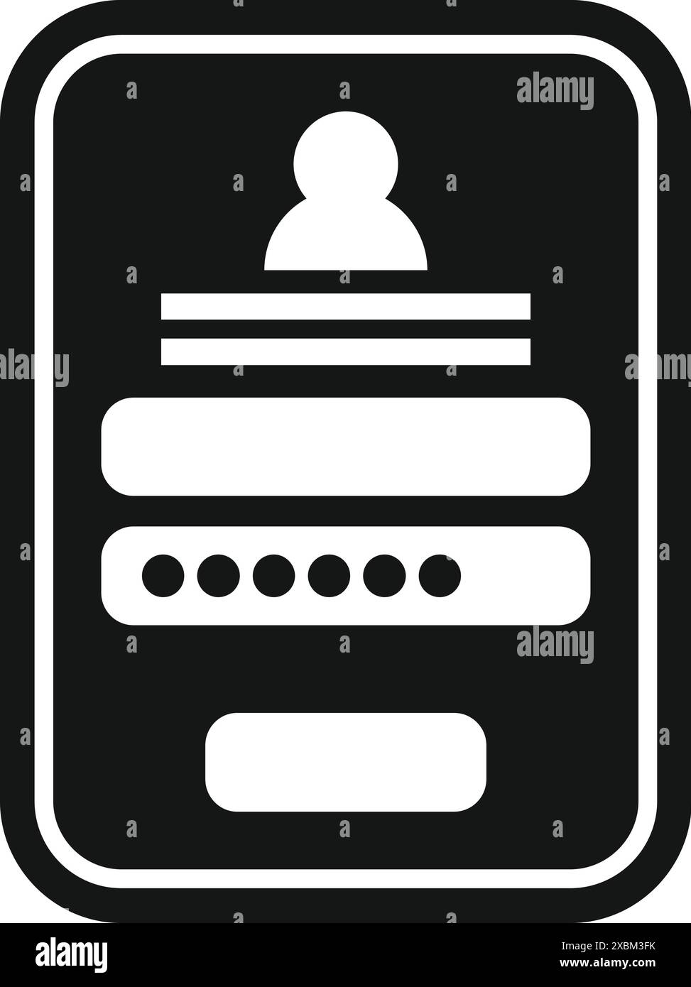 Black and white icon of a smartphone displaying a user profile ...