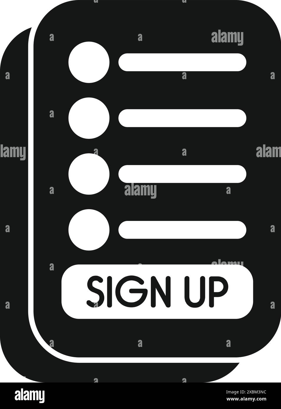 Online registration form icon showing fields for filling in data Stock ...
