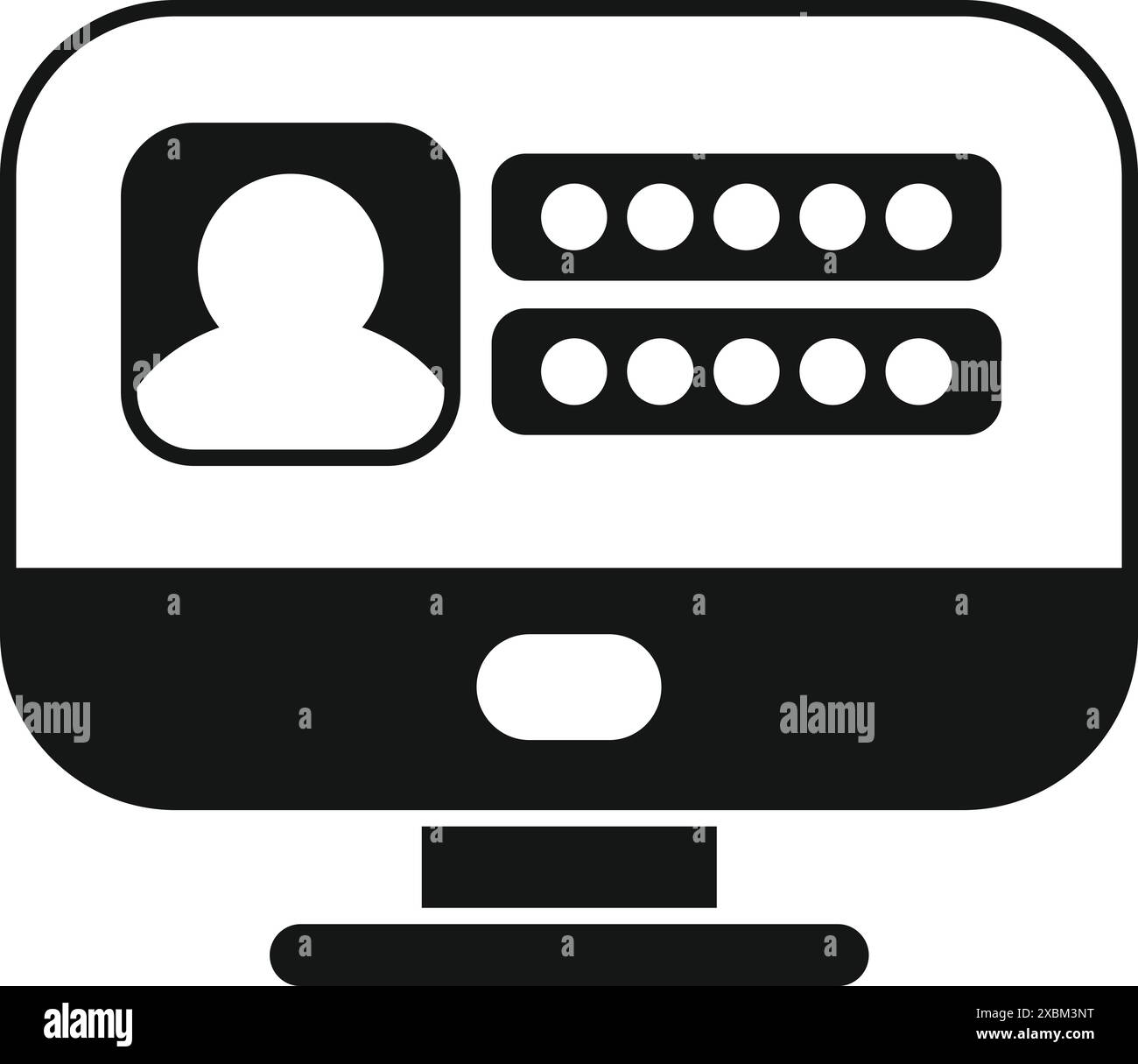 Simple icon of a computer screen displaying a user profile with a password login form Stock ...