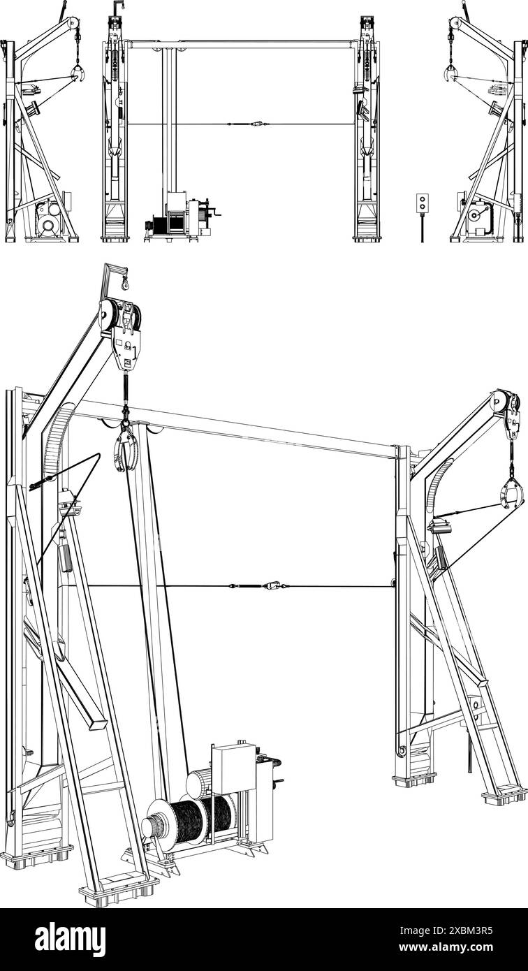 Lifting Boat Crane Vector. Industrial And Construction Equipment ...
