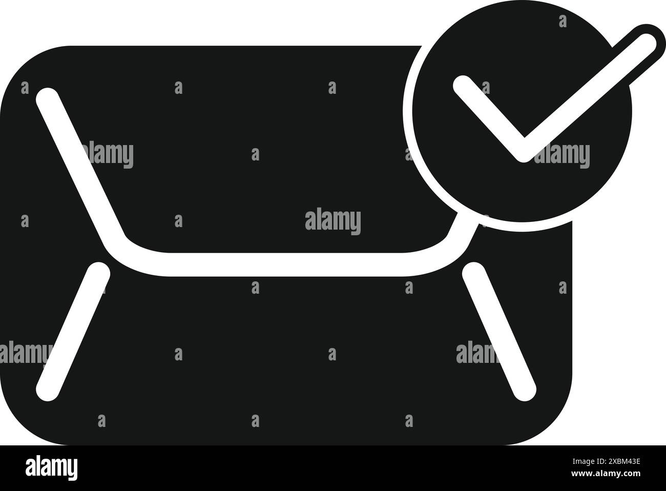 Simple vector icon of a black envelope with a validation symbol on it ...
